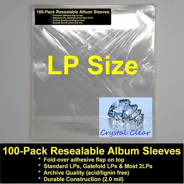 Record Bags - Pack of 100 Polypropylene Crystal Clear LP Bags With ...